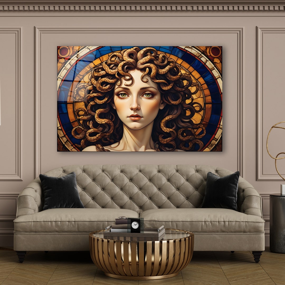 Stained Glass Medusa Wall Art, Tempered Glass Decor, Modern Wall Art ...