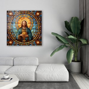 Jesus Christ Stained Glass Wall Art, Christian Tempered Glass Wall ...