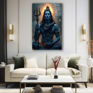 Lord Shiva Glass Wall Art, Shiva Tempered Glass Decor, Hindu Wall Art ...