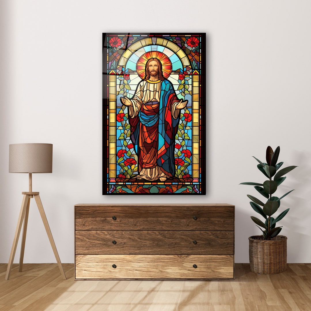 Holy Communion Stained Glass Wall Art, Jesus Christ Tempered Glass Wall ...