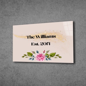 Tempered Glass Personalized Family Name Sign, Glass Custom Name Sign ...