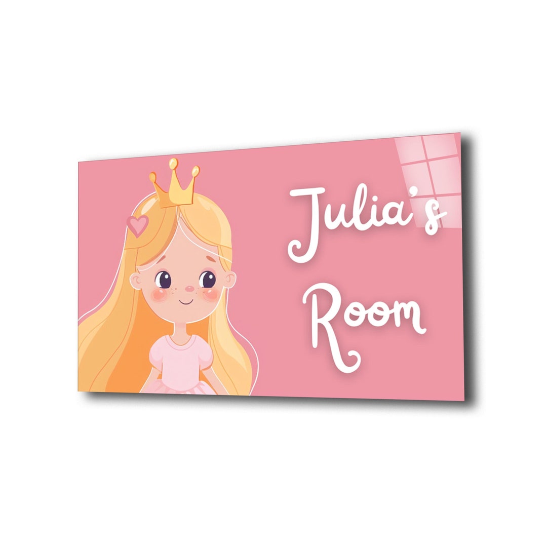Personalized Princess Room Sign, Custom Girl Name Tempered Glass Wall ...