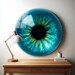 Round Tempered Glass Decor, Blue Eye Glass Art, Iris Wall Decor, Unique ...