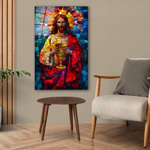 Holy Communion Stained Glass Wall Art, Jesus Christ Tempered Glass Wall ...