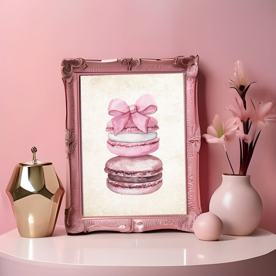 Printable Digital Painting of Macaroon With Bow, Ideal Painting for ...
