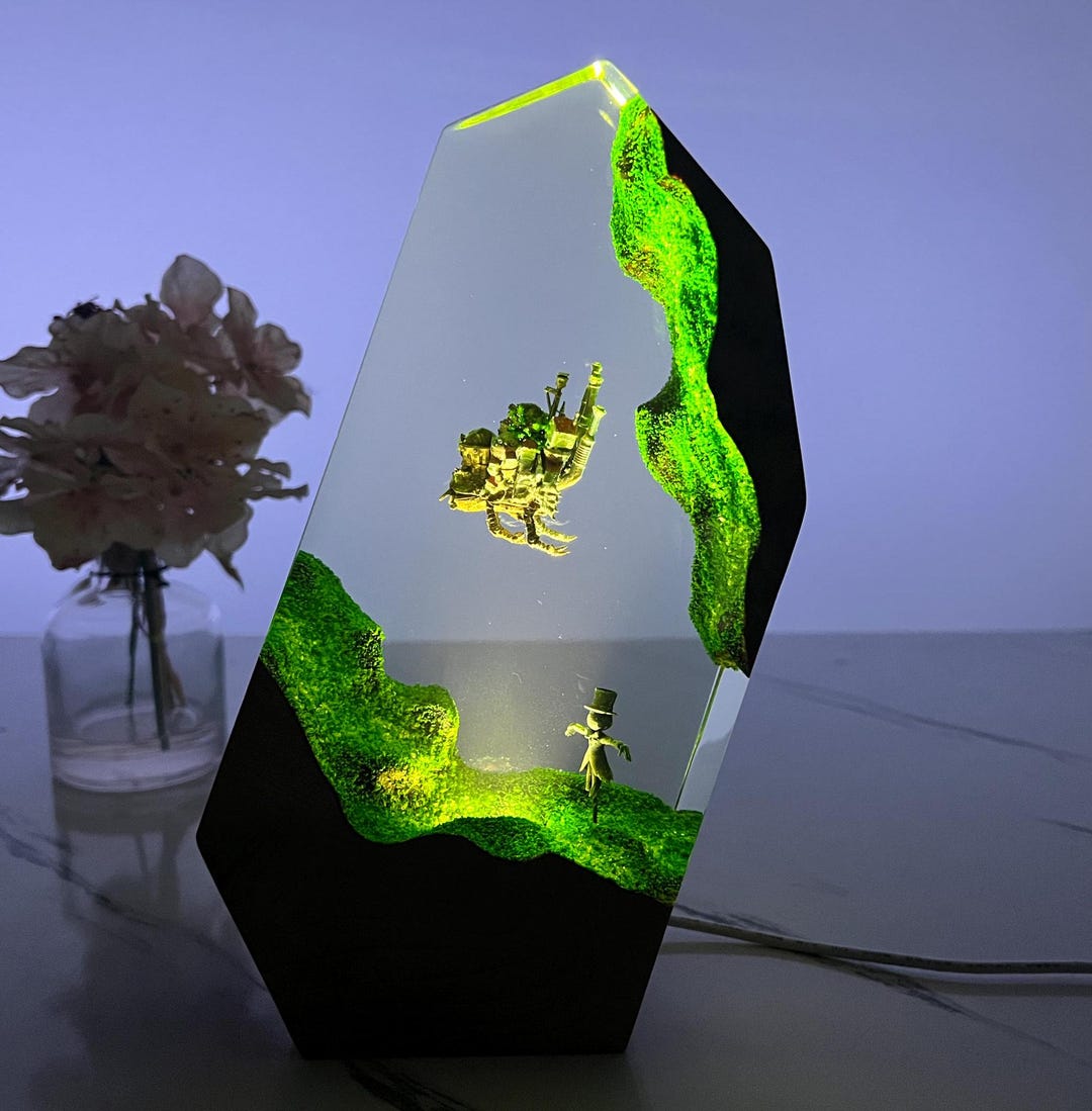 Moving Castle Resin Wood Night Light, Inspired by Classic Japanese ...