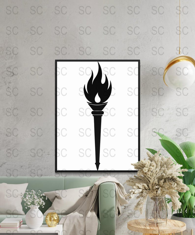 Torch Silhouette SVG, Flame Icon Clipart, Lighting Cut File, Fire Torch ...
