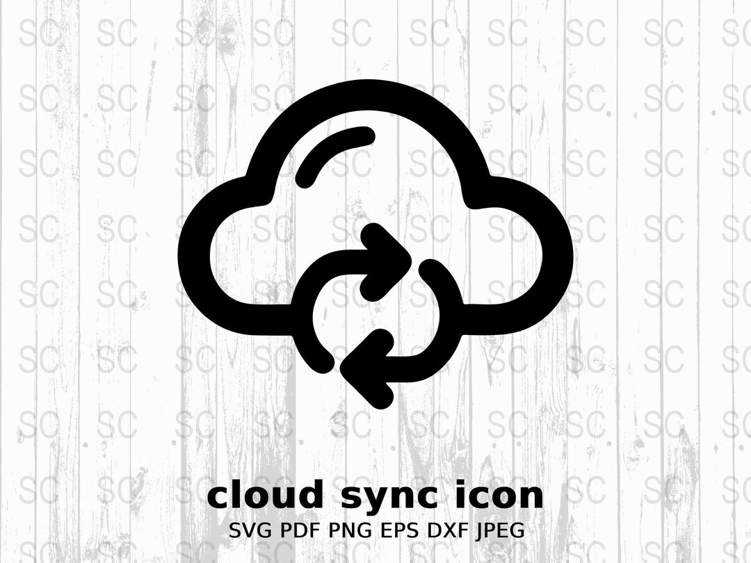 Cloud Sync Icon Silhouette SVG, Data Synchronization Clipart, Cloud ...