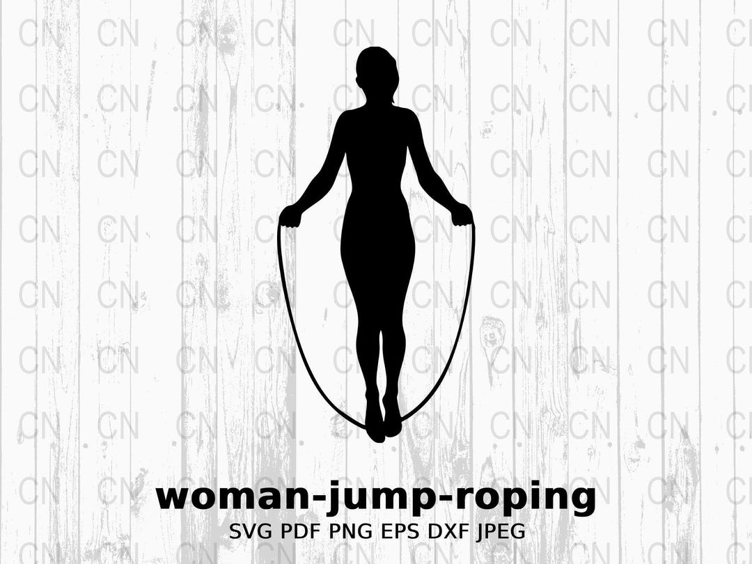 Woman Jump Roping Silhouette SVG, Fitness Clipart, Jump Rope Exercise ...