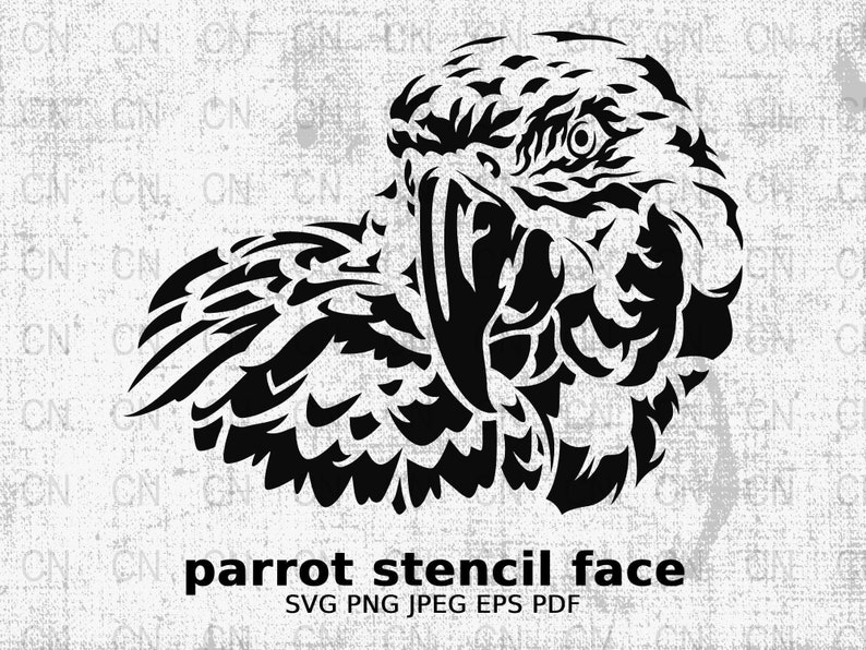 Parrot Stencil Face Svg Png Jpeg Dxf, Vector Cutting Files for ...