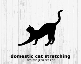 Stretching Cat Silhouette SVG File - Etsy UK