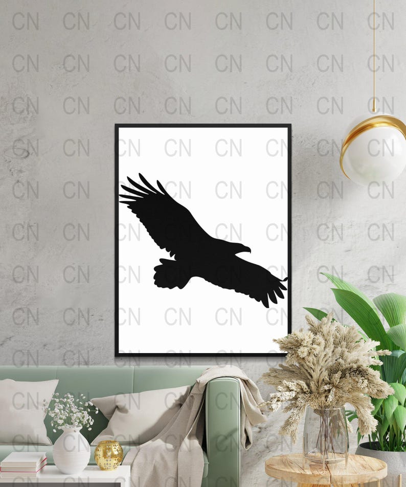 Silueta de águila en vuelo SVG, clipart de ave rapaz, vector de escena ...