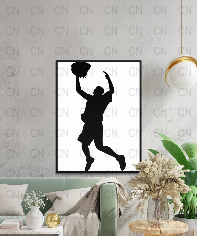 Basketball Player Silhouette SVG, Dunking Clipart, Sports Action Vector ...