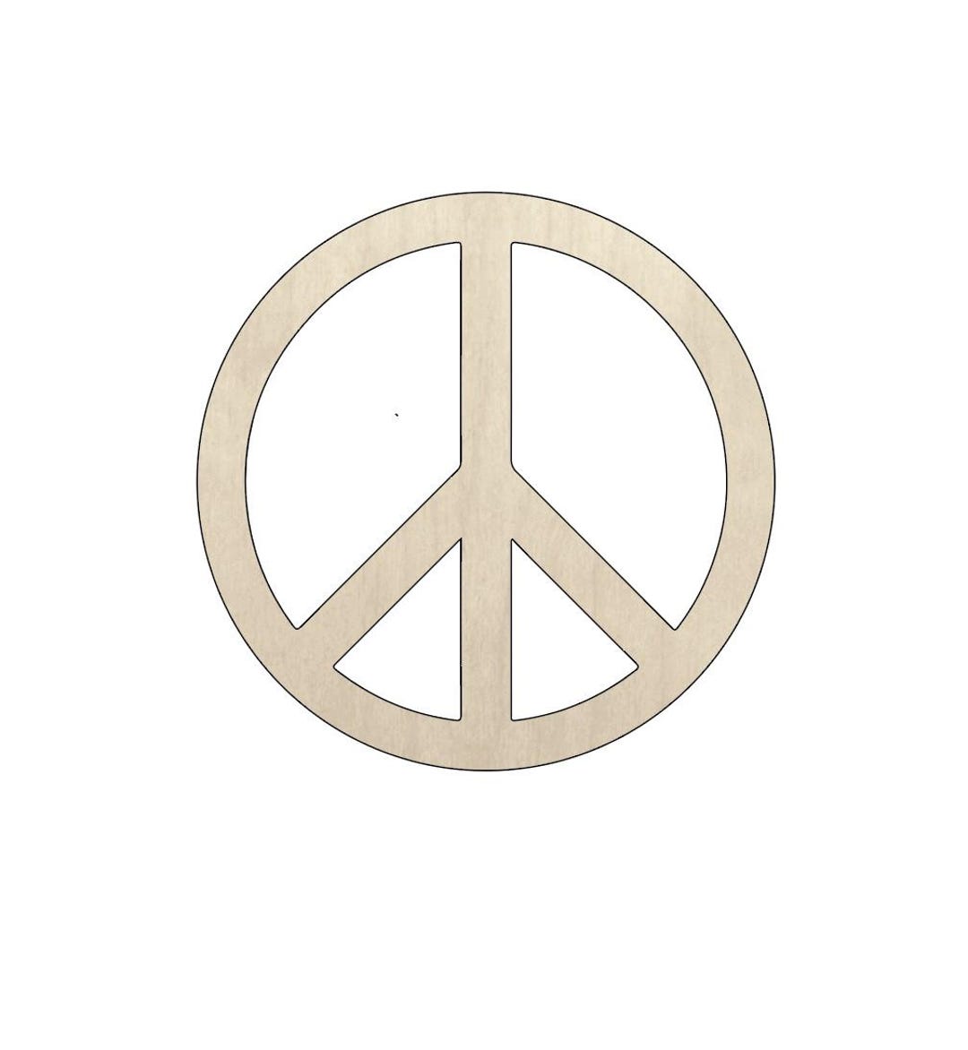 Unfinished Wooden Peace Symbol Cutout, DIY Craft Blank Round Peace Sign ...