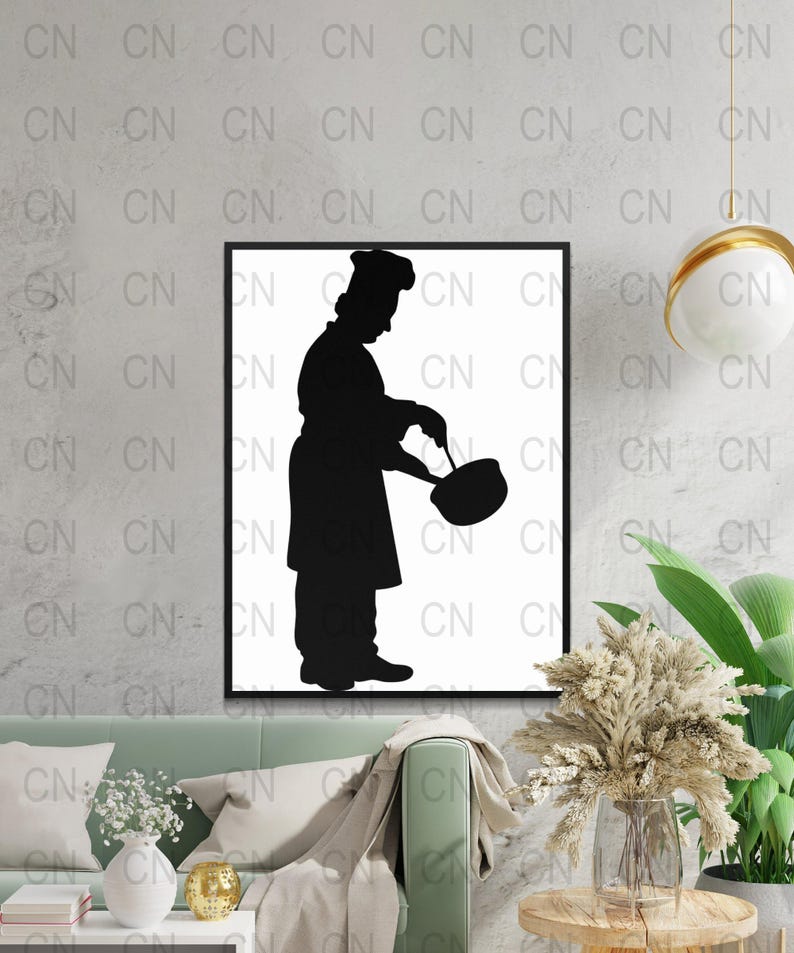 Chef Silhouette SVG, Stirring in a Pot Clipart, Cooking Vector ...