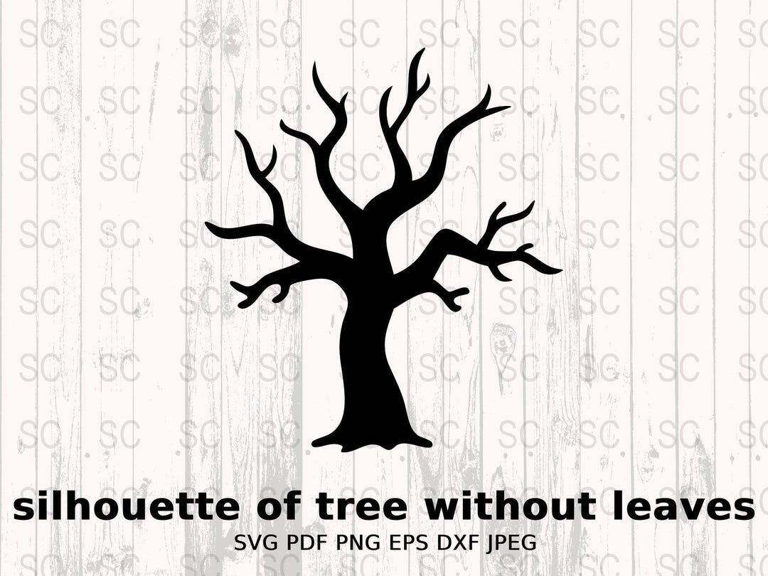Tree Silhouette SVG, Bare Branches Clipart, Leafless Tree Vector ...