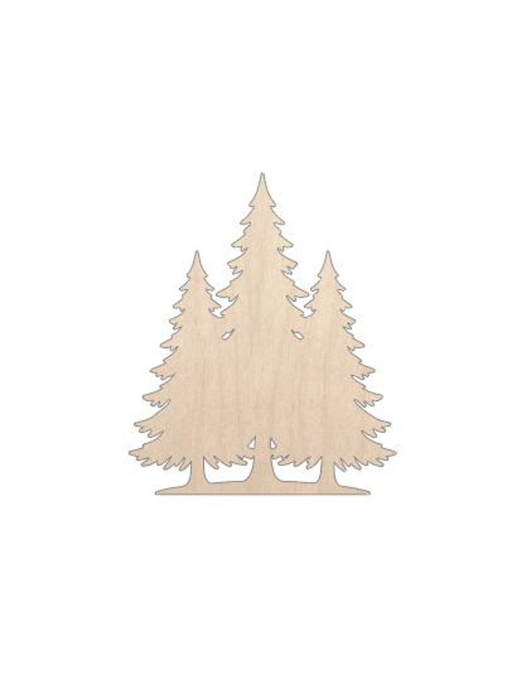 Three Pine Trees Wooden Cutout Blank, Unfinished Wood Tree Shapes for ...