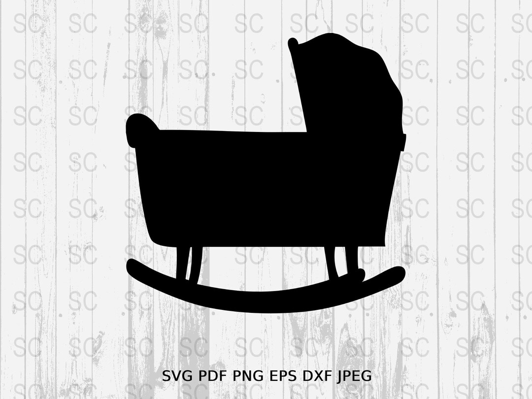 Rocking Cradle Silhouette SVG, Baby Cradle Clipart, Nursery Furniture ...