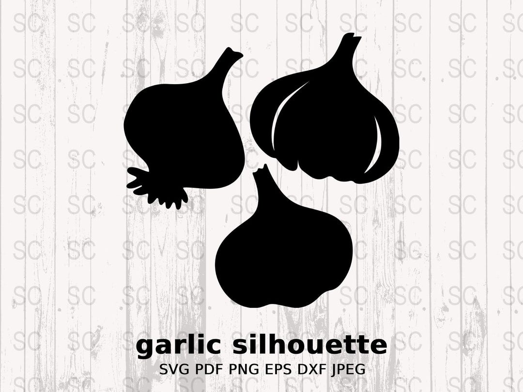 Garlic Silhouette SVG, Vegetable Clipart, Kitchen Herb Vector, Organic ...