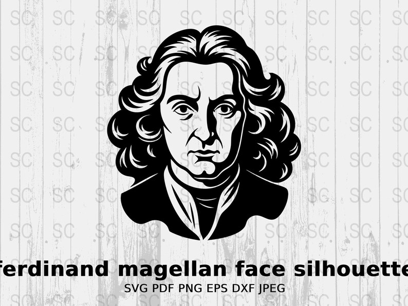 Ferdinand Magellan Face Silhouette SVG, Explorer Portrait Clipart ...