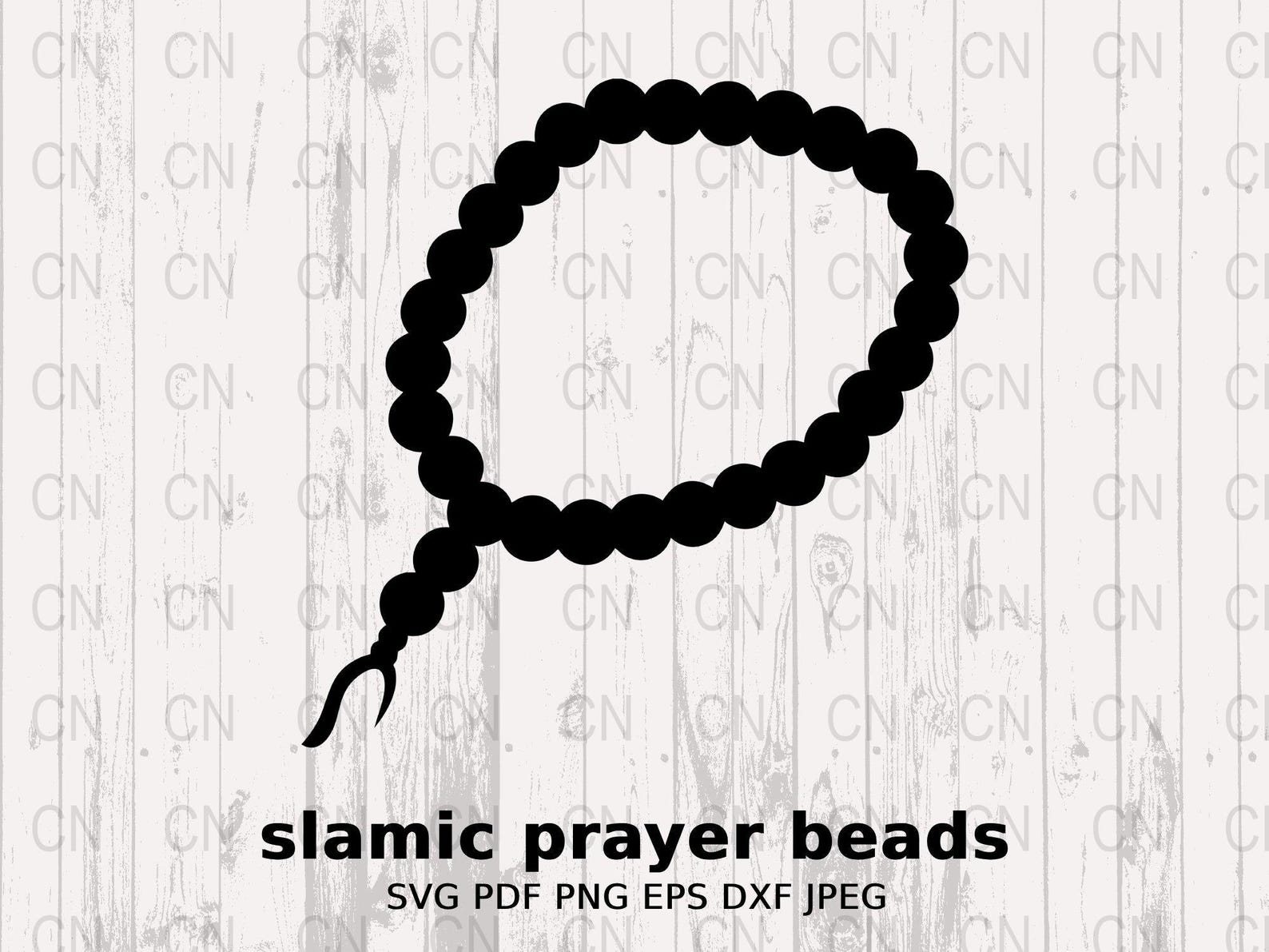 Islamic Prayer Beads Silhouette, Islamic Prayer Beads SVG, Tasbih ...