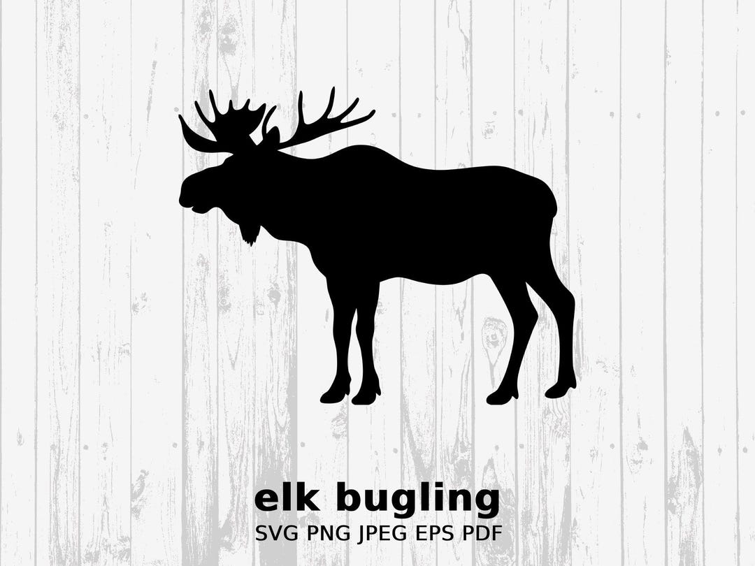 Elk Silhouette, Elk Bugling SVG, Wildlife Animal Silhouette, Forest ...