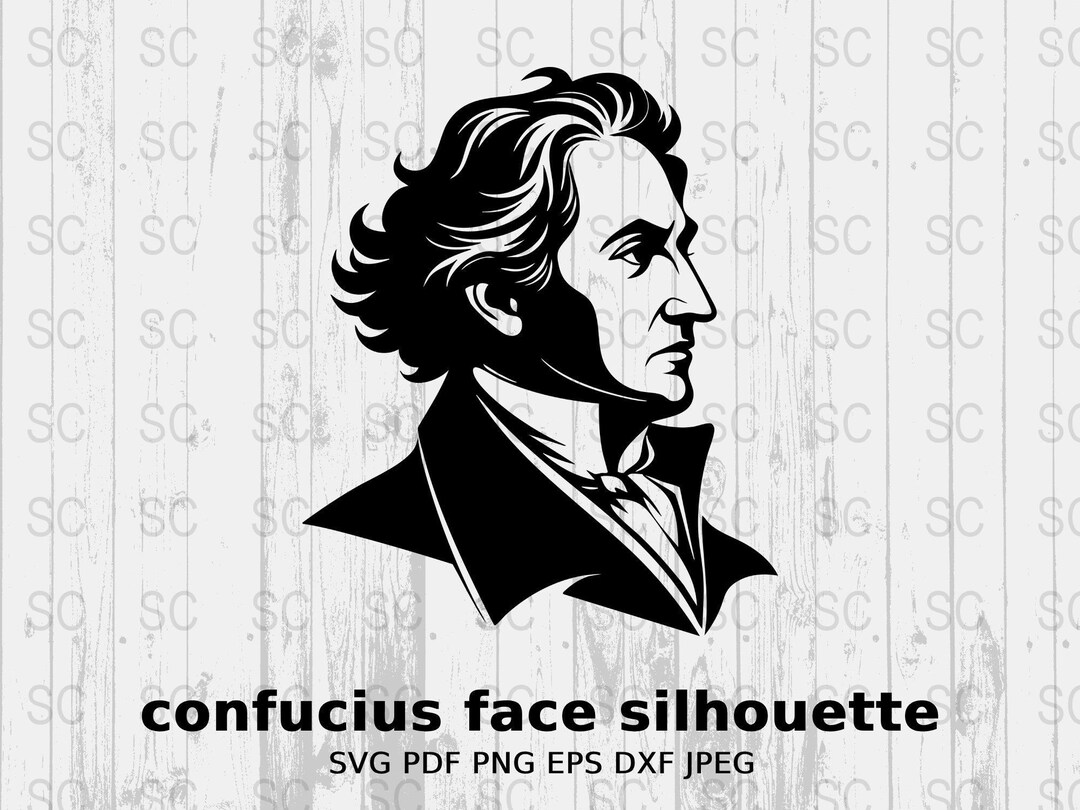 Confucius Face Silhouette SVG, Philosopher Icon Clipart, Ancient Wisdom ...