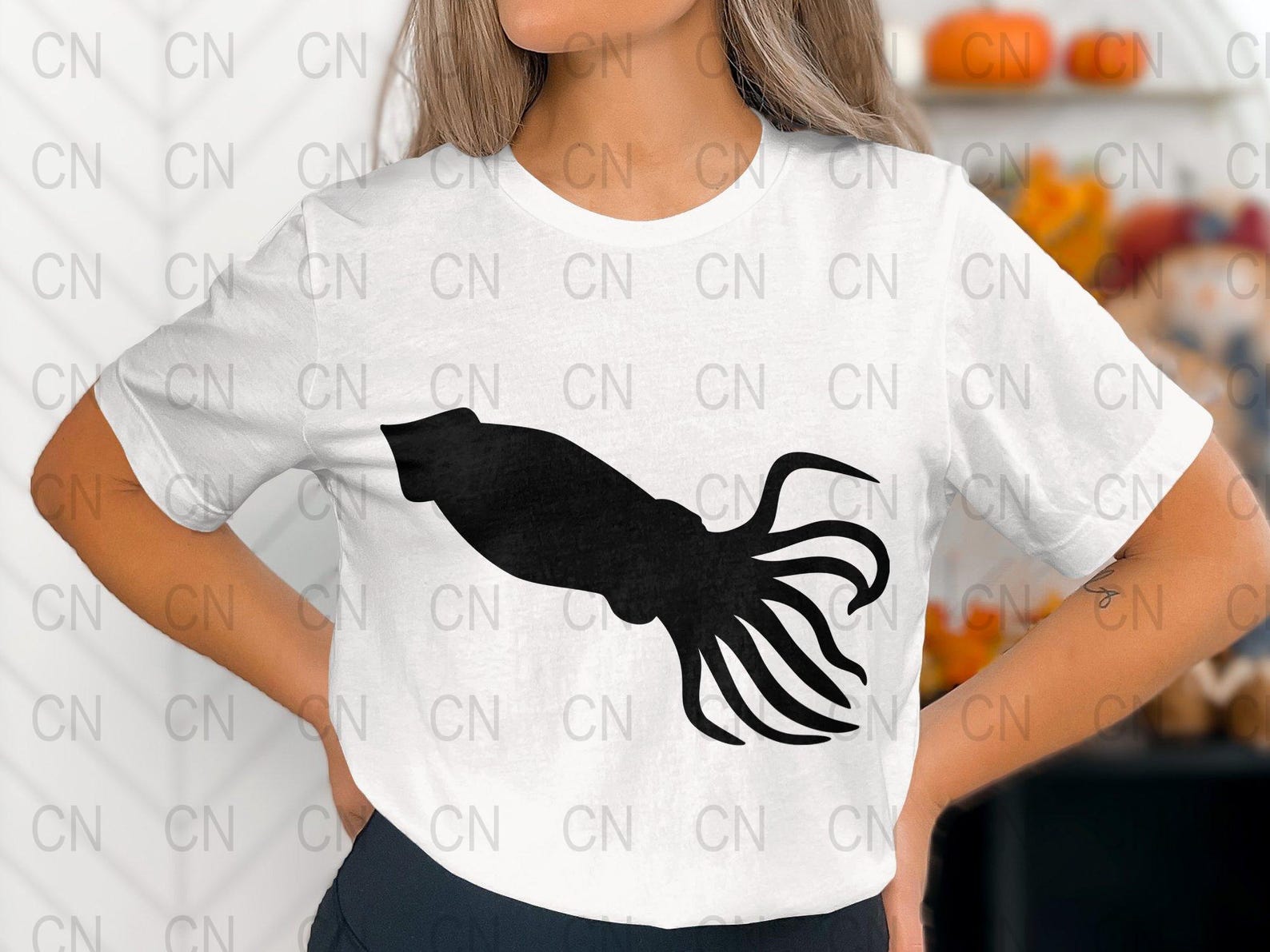 Cuttlefish Silhouette SVG, Ocean Creature Clipart, Marine Life Vector ...