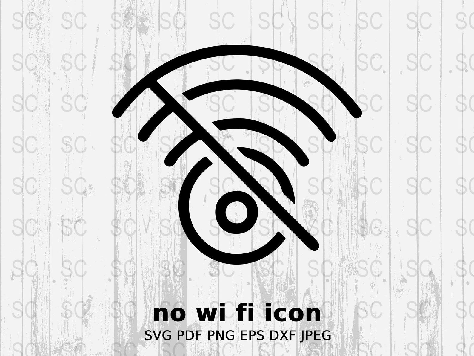 No Wi-fi Icon Silhouette SVG, No Signal Clipart, Wireless Network ...