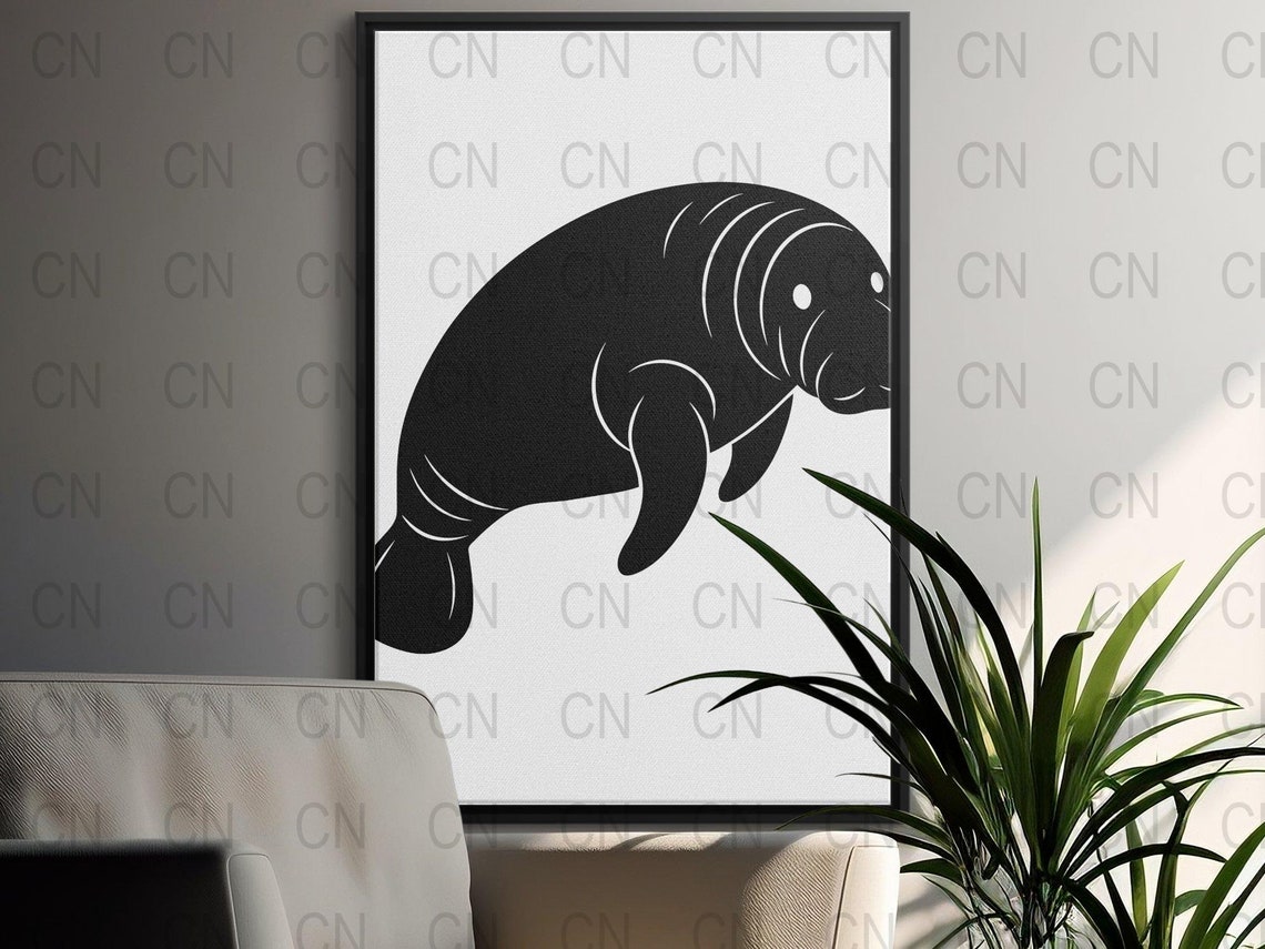 Manatee Svg Png Jpeg Dxf, Vector Cutting Files for Silhouette Cameo ...