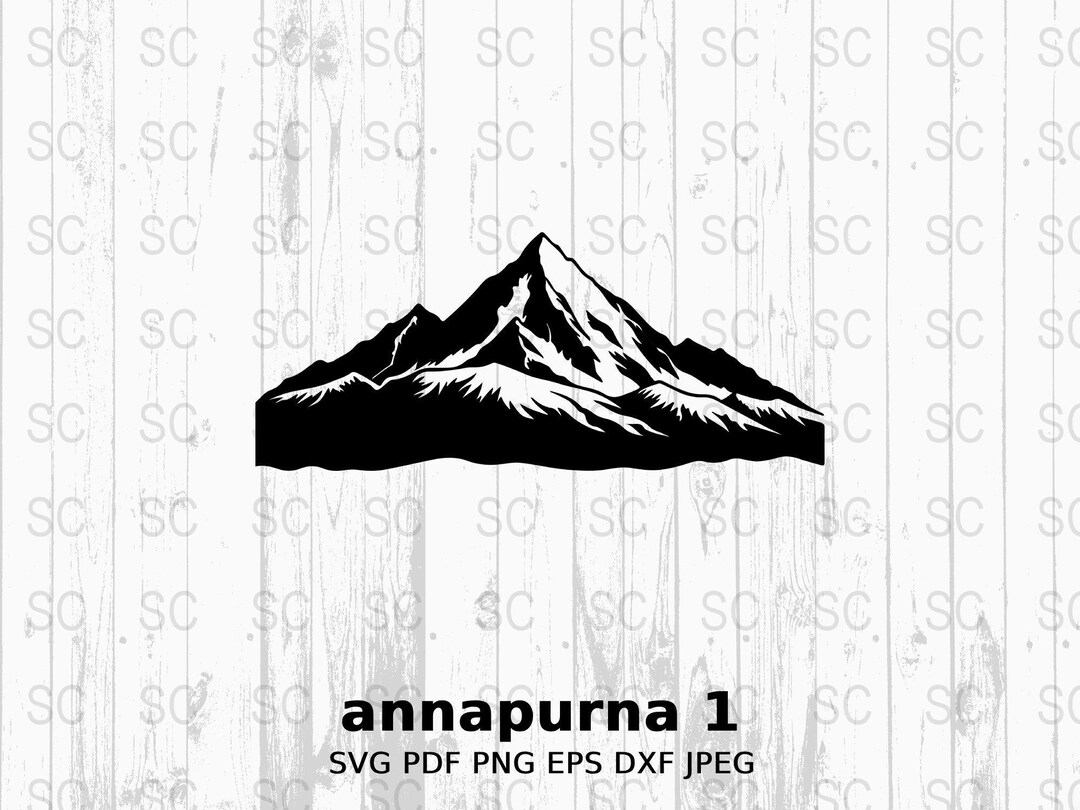 Annapurna Mountain Icon Silhouette SVG, Himalayan Peak Clipart, Outdoor ...