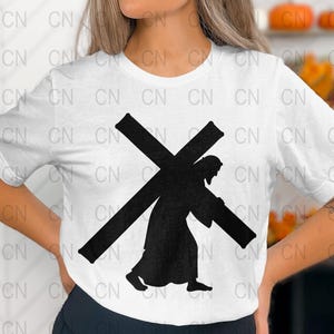 Jesus Carrying the Cross SVG, Religious Silhouette, Christian Clipart ...