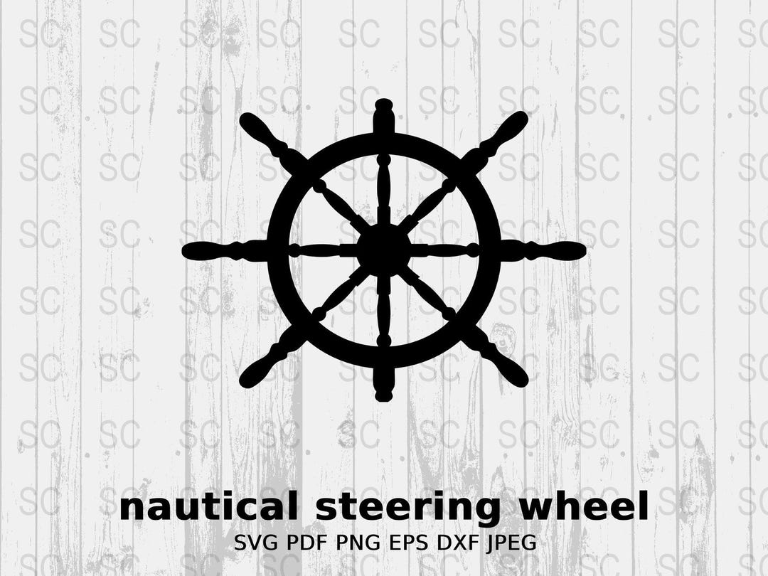 Nautical Steering Wheel Silhouette SVG, Ship Helm Clipart, Maritime ...