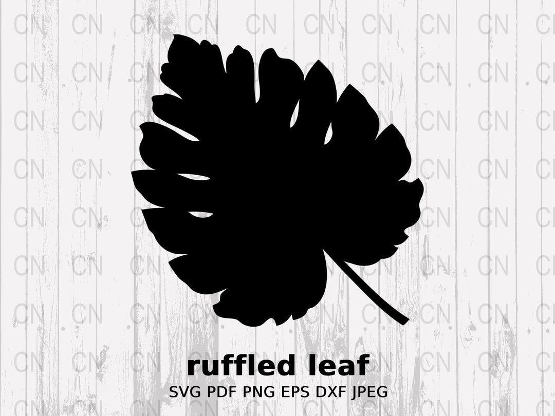 Ruffled Leaf Silhouette SVG, Botanical Clipart, Nature Leaf Vector ...