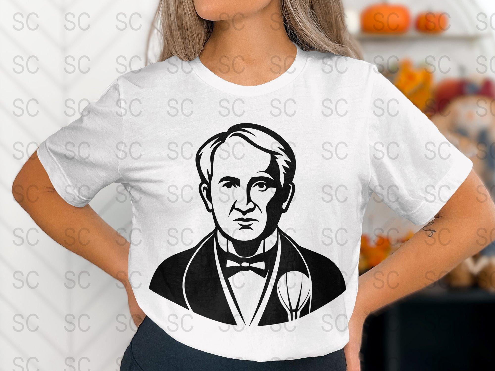Thomas Edison Silhouette SVG, Inventor Portrait Clipart, Historical ...
