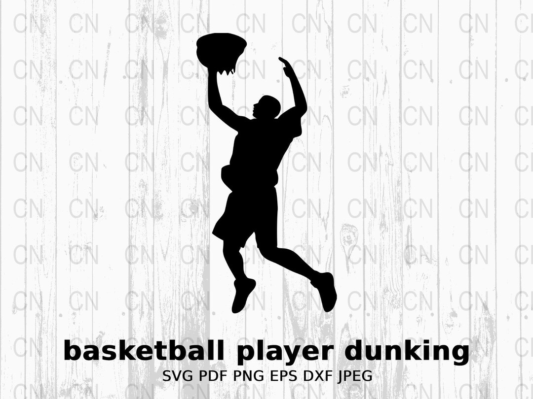 Basketball Player Silhouette SVG, Dunking Clipart, Sports Action Vector ...