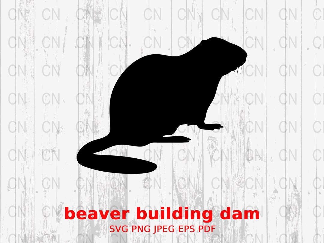 Beaver Building Dam SVG, Wildlife Animal Silhouette, Nature Clipart ...