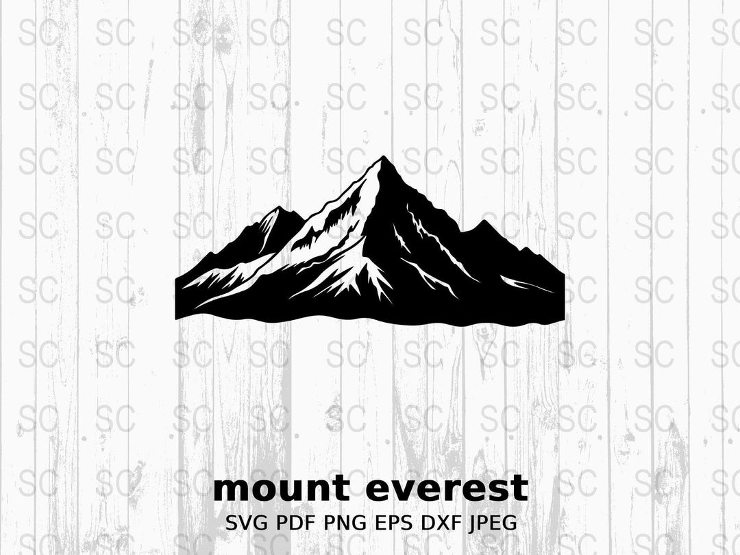 Mount Everest Icon Silhouette SVG, Highest Peak Clipart, Himalayan ...