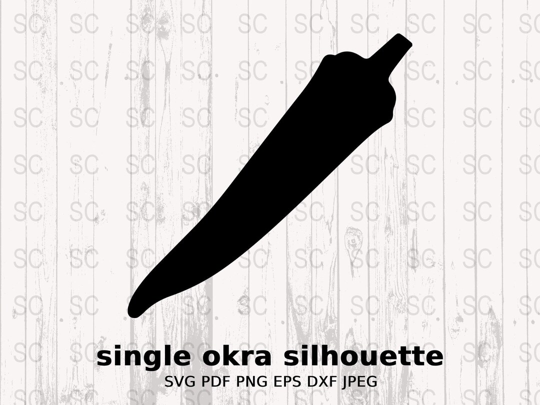 Okra Silhouette SVG, Vegetable Clipart, Fresh Food Vector, Organic ...