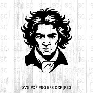 Ludwig Van Beethoven Silhouette SVG, Classical Composer Clipart, Music ...