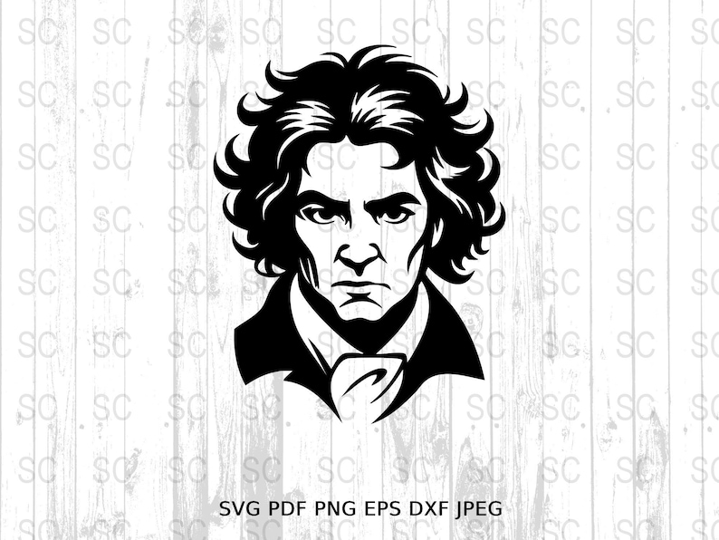 Ludwig Van Beethoven Silhouette SVG, Classical Composer Clipart, Music ...