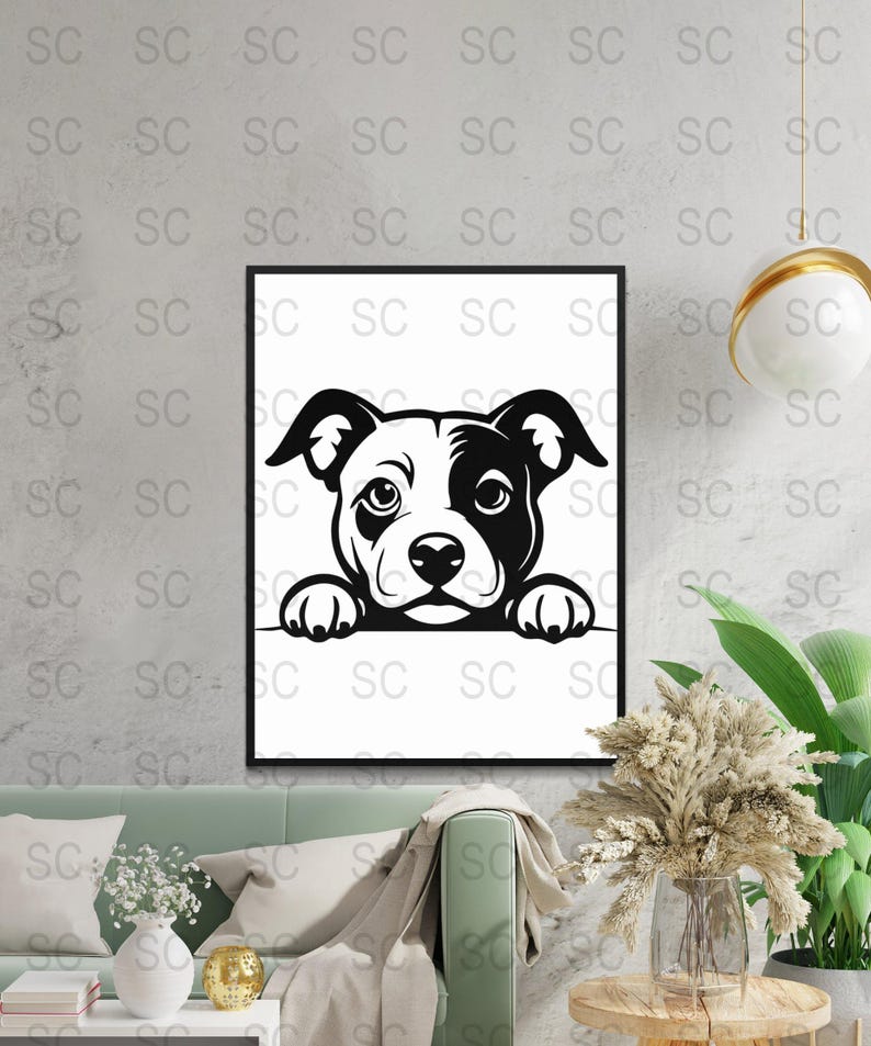 Peeking Staffordshire Bull Terrier SVG, Cute Dog Clipart, Puppy Face ...