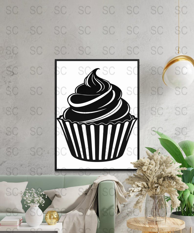 Silueta de cupcake SVG, clipart de postre dulce, gráfico de repostería ...