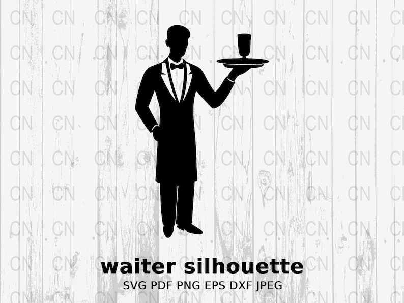 Waiter Silhouette, Waiter SVG, Service Worker Silhouette, Restaurant ...