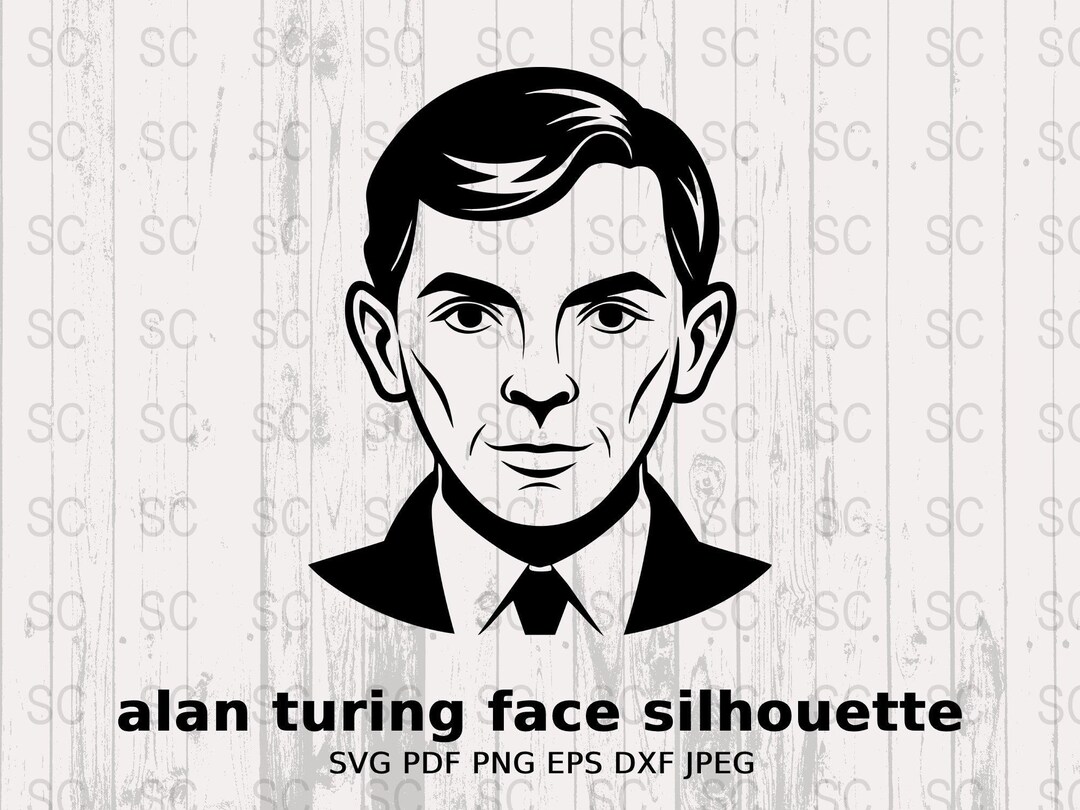 Alan Turing Face Silhouette SVG, Computer Science Icon Clipart, Enigma ...