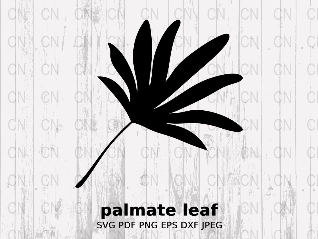 Palmate Leaf Silhouette SVG, Hand-shaped Leaf Clipart, Botanical ...