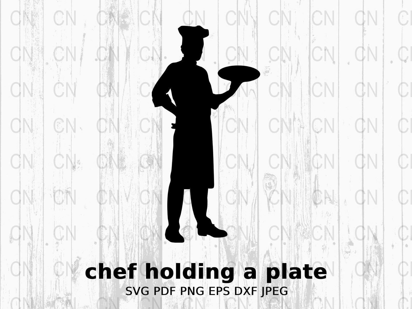 Chef Holding a Plate Silhouette SVG, Cooking Clipart, Culinary Expert ...