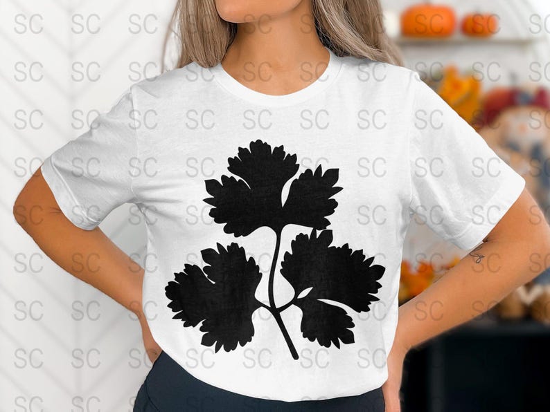 Cilantro Silhouette SVG, Herb Clipart, Fresh Spice Vector, Organic Food ...