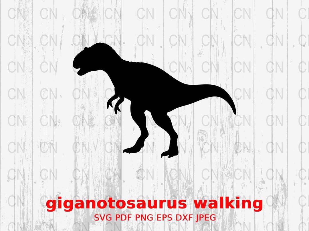 Giganotosaurus Silhouette SVG, Dinosaur Clipart, Jurassic Cut File ...