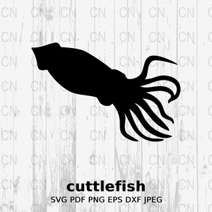 Cuttlefish Silhouette SVG, Ocean Creature Clipart, Marine Life Vector ...